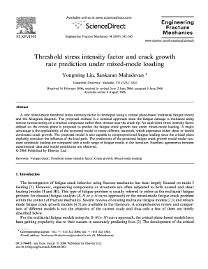 Fillable Online Threshold stress intensity factor and crack growth Fax ...