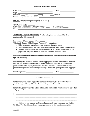 Fillable Online library armstrong Reserve Materials Form - library ...
