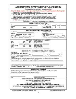 Fillable Online Architectural improvement application form - Furnace ...