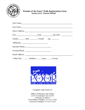 Fillable Online Friends of the Poor Walk Registration Form - Mission ...