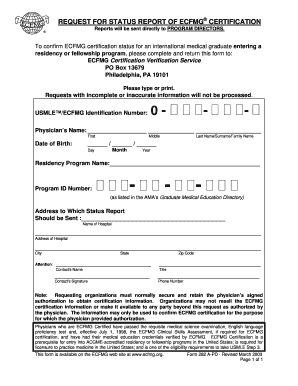 Fillable Online pages drexel Request for Status Report of ECFMG ...