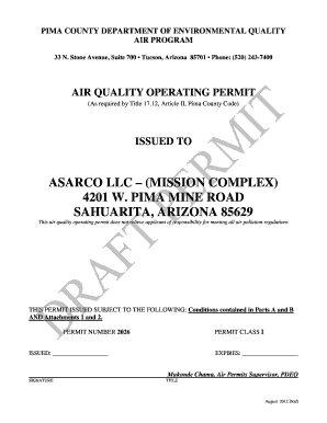 Fillable Online deq pima Air Quality Operating Permit #2026. ASARCO ...