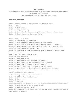 Fillable Online RULES AND REGULATIONS ON TRADEMARKS, SERVICE MARKS ...