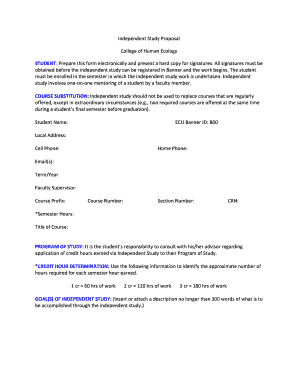 Fillable Online ecu CHE Independent Study Form - ecu Fax Email Print ...