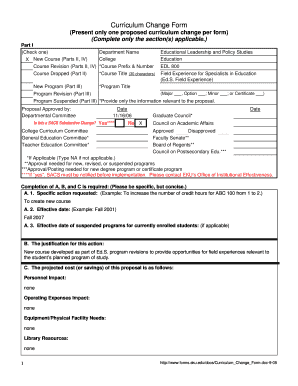 Fillable Online Curriculum Change Form - Accreditation - EKU Fax Email Print - pdfFiller