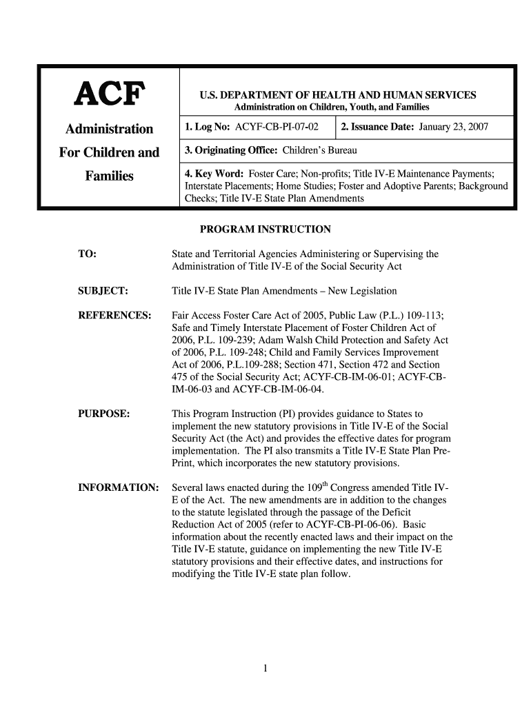 State plan for title iv-e of the social security act foster care and ...
