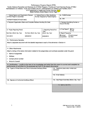 Fillable Online acf hhs Performance Progress Report Form for State FVPSA Grantees - acf hhs Fax ...