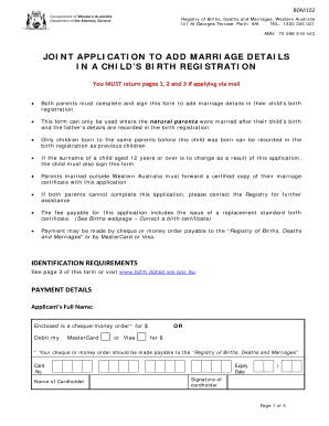 Fillable Online JOINT APPLICATION BY FATHER AND MOTHER TO ADD FATHER S ...