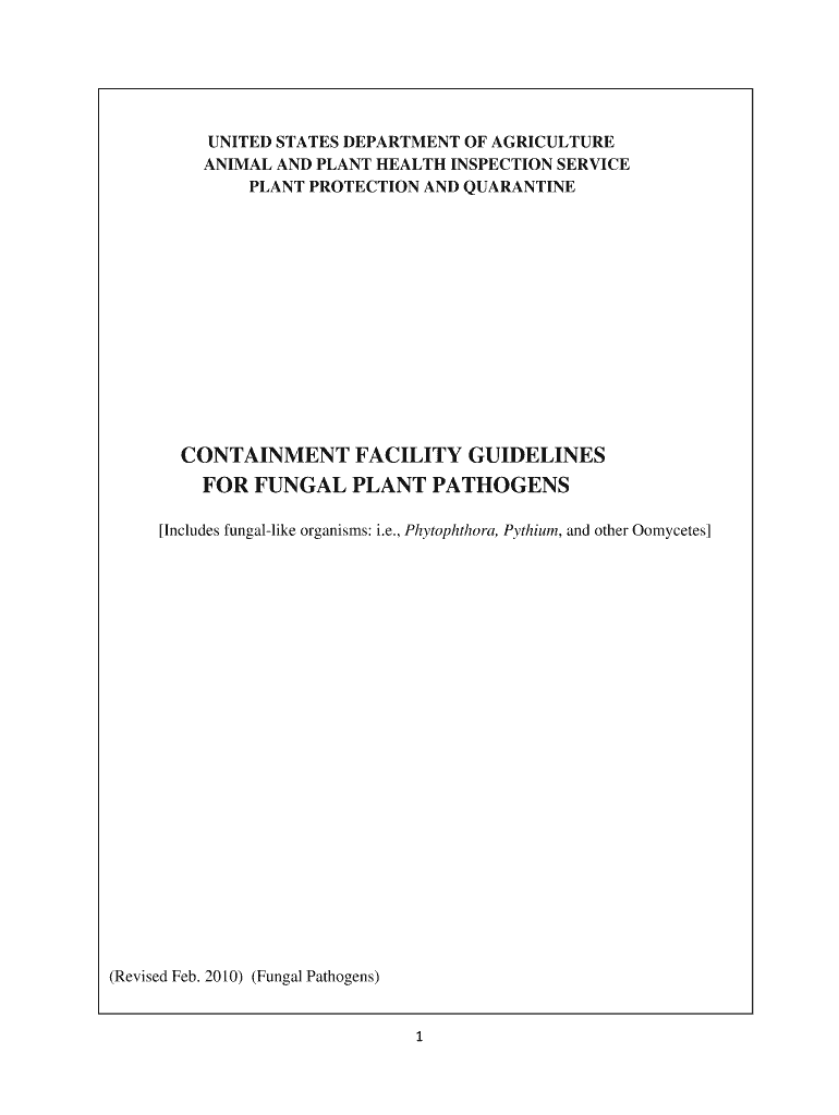 Containment facility guidelines for fungal plant pathogens - aphis ...