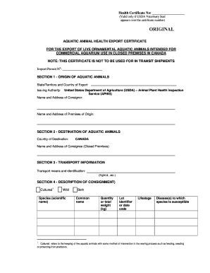 Fillable Online aphis usda ORIGINAL - aphis Fax Email Print - pdfFiller