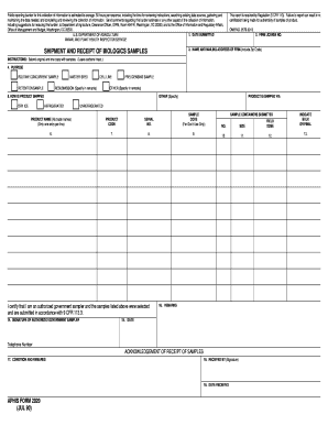 Fillable Online aphis usda Shipment and receipt of biologics samples ...