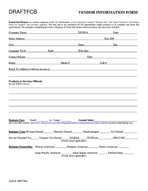 Fillable Online census Draftfcb Vendor Information Form - census Fax Email Print - pdfFiller