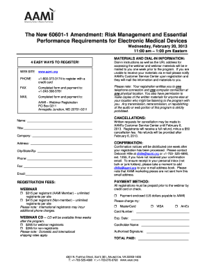Fillable Online aami The New 60601-1 Amendment: Risk Management and ...