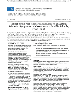 Fillable Online cdc Preventing Chronic Disease Effect of the Planet ...