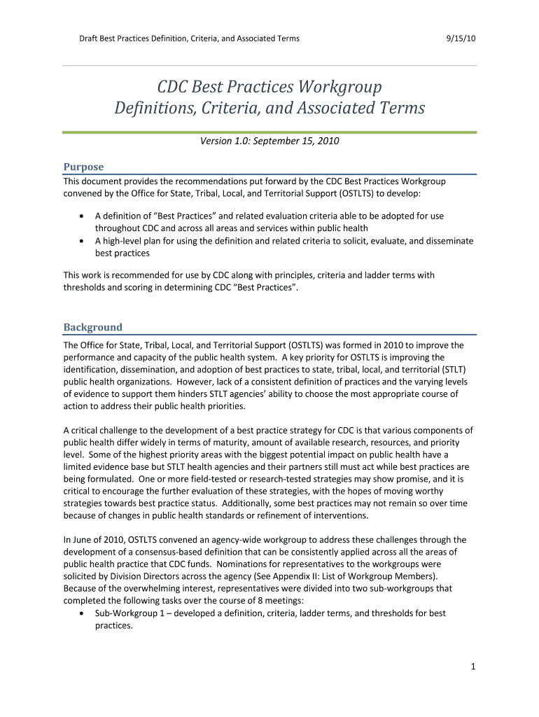 Fillable Online cdc Best Practices Workgroup Members - Centers for ...