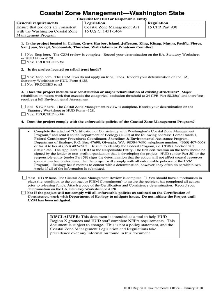 Coastal Zone Management Washington State - HUD - hud: Fill out & sign ...