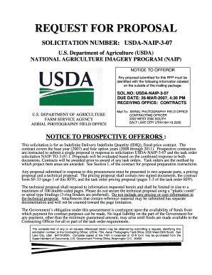 Fillable Online fsa usda SOLICITATION NUMBER USDANAIP307 - fsa usda Fax ...
