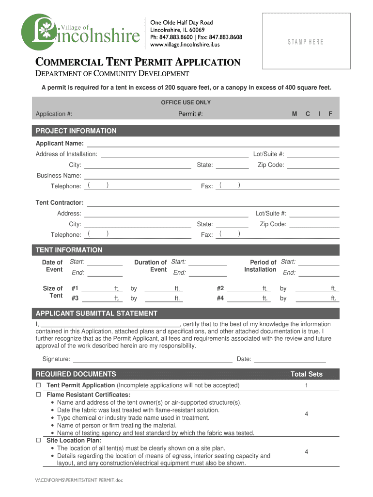Fillable Online Commercial Tent Permit Application Fax Email Print ...