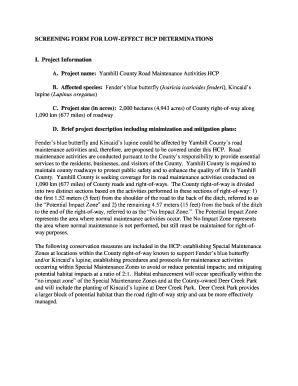Fillable Online fws Screening form for low-effect hcp determinations - U.S. Fish and ... - fws ...