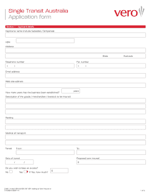 Fillable Online Single Transit Australia Application form - Vero ...