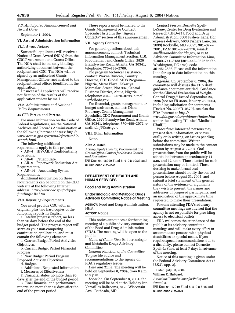 Fillable Online Federal Register Notice Fax Email Print - pdfFiller