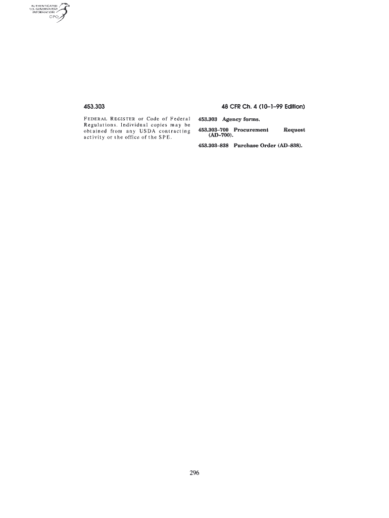 Fillable Online gpo 48 CFR Ch. 4 (10 1 99 Edition) - U.S. Government Printing Office - gpo Fax ...