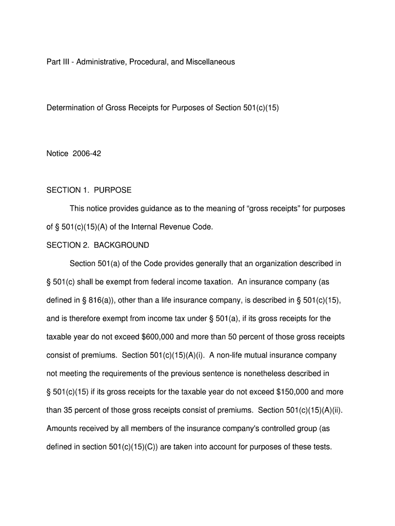 This notice provides guidance as to the meaning of gross receipts for ...