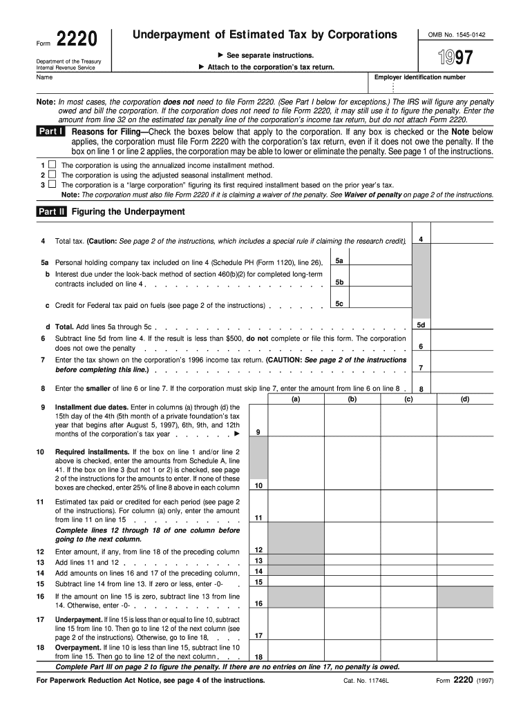 Fillable Online Underpayment of Estimated Tax by Corporations Fax Email ...