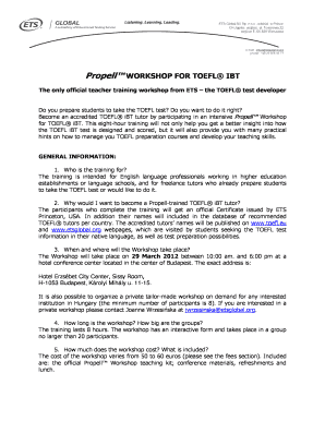 Fillable Online Propell WORKSHOP FOR TOEFL IBT Fax Email Print - pdfFiller