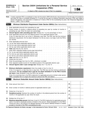 Fillable Online irs 1994 Form 1120 (Schedule H) - Internal Revenue ...
