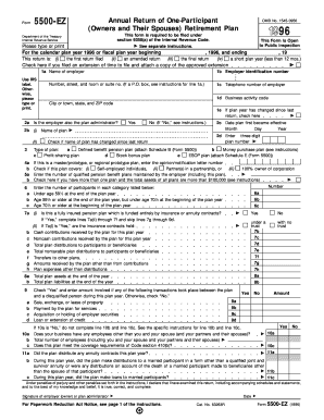 Fillable Online irs Form 5500-EZ - Internal Revenue Service - irs Fax ...