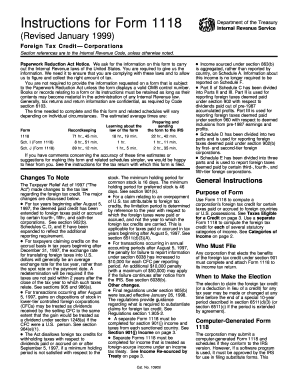 Fillable Online irs Instructions for 1118 (Rev. January 1999 ...