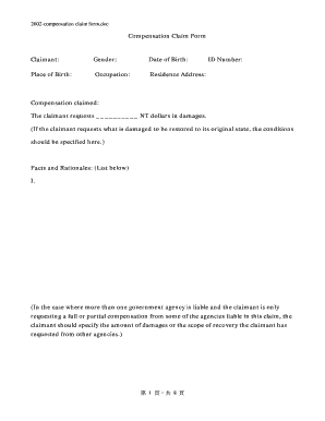 Fillable Online State Compensation Claim Form Fax Email Print - pdfFiller