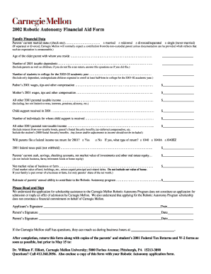 Fillable Online cs cmu 2002 Robotic Autonomy Financial Aid Form ...