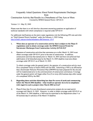 Fillable Online Frequently Asked Questions About Permit Requirements ...