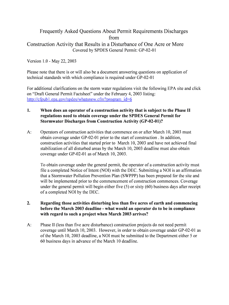 Fillable Online Permit Requirements for Stormwater Discharges from ...