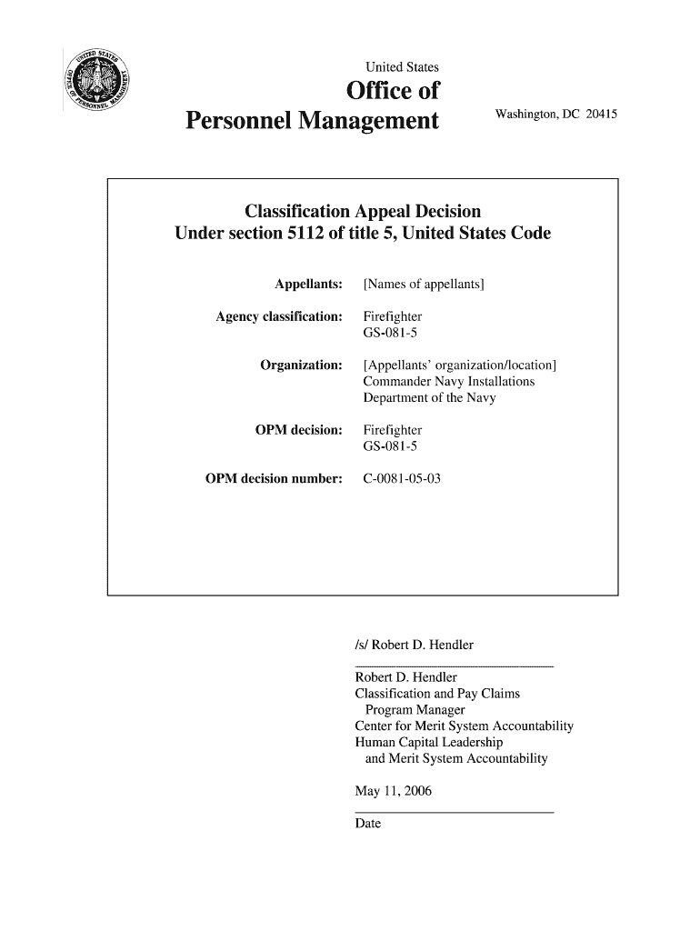 Fillable Online Classification Appeal Decision Fax Email Print - pdfFiller
