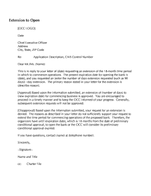 Fillable Online occ Extension to Open - occ Fax Email Print - pdfFiller