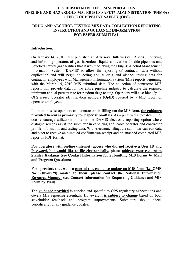 Fillable Online U.S. Department of Transportation Drug and Alcohol ...