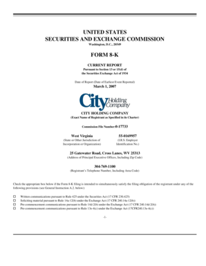 Fillable Online sec CITY HOLDING COMPANY - sec Fax Email Print - pdfFiller