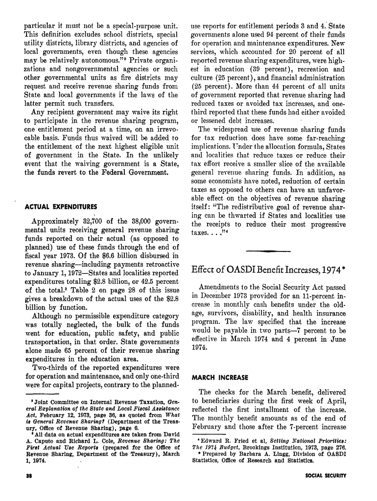 Fillable Online ssa Effect of OASDI Benefit Increases, 1974 (Notes and ...
