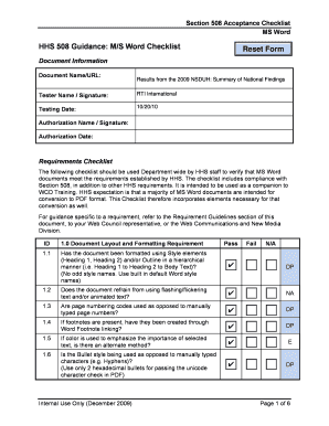 Fillable Online samhsa Word 508 Internal Checklist Fax Email Print ...