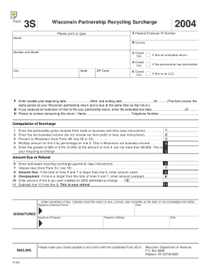 Fillable Online revenue wi 2004 IP-035 Form 3S - Wisconsin Partnership ...