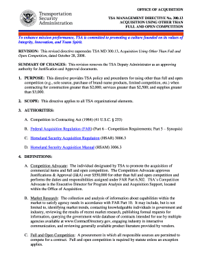 Fillable Online tsa Acquisition Using Other Than Full and Open ...
