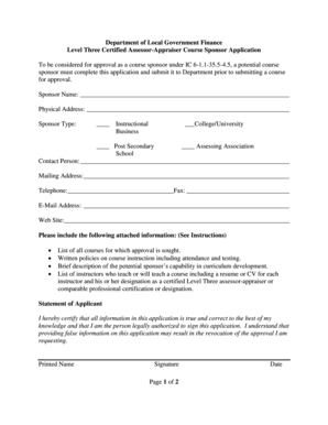 Fillable Online in Course Sponsor Approval Application - in Fax Email Print - pdfFiller