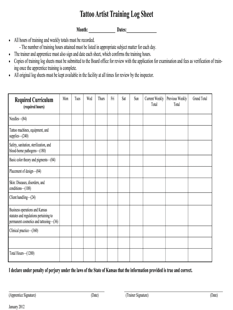 Tattoo Apprentice Contract Of Employment Template
