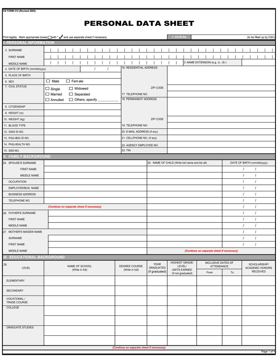 Create Fillable Personal Data Sheet With Us Fastly Easyly And Securely