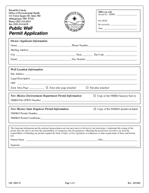 Fillable Online bernco Public Well Permit Application - Bernalillo ...