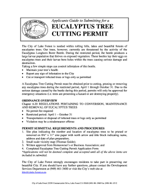 Fillable Online Eucalyptus tree cutting permit application form - City ...