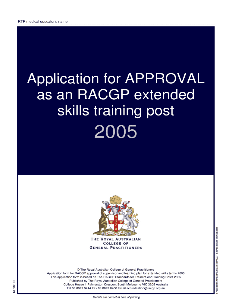 Fillable Online Application for RACGP extended skills training post Fax ...